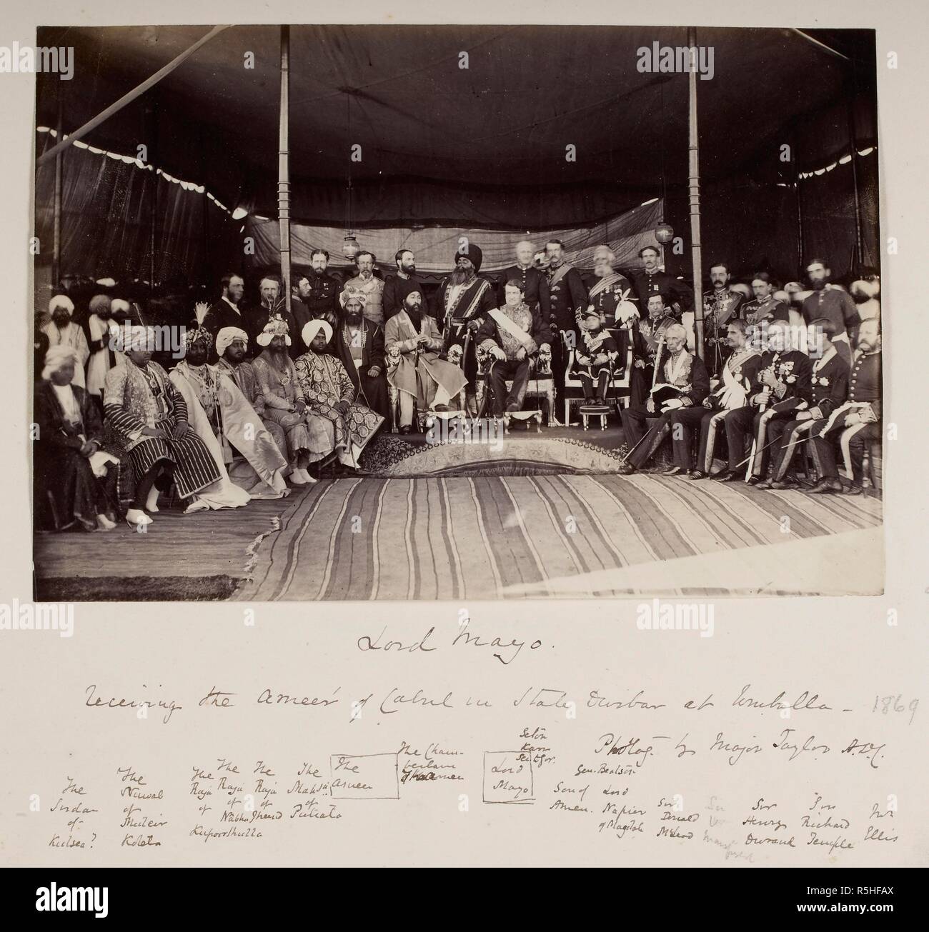 Lord Mayo receiving the Ameer of Cabul in State Durbar at Umballa ...