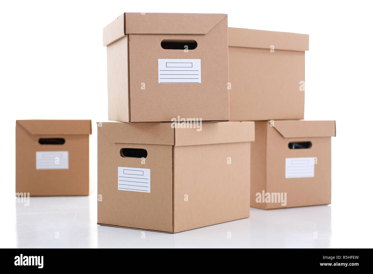 A lot of carton box of kraft color Stock Photo - Alamy