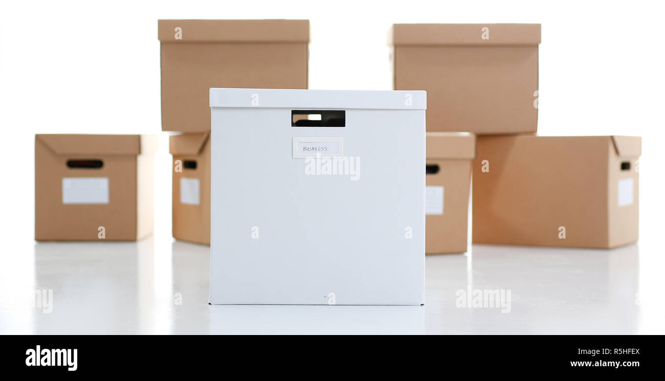 A lot of carton box of kraft color Stock Photo - Alamy