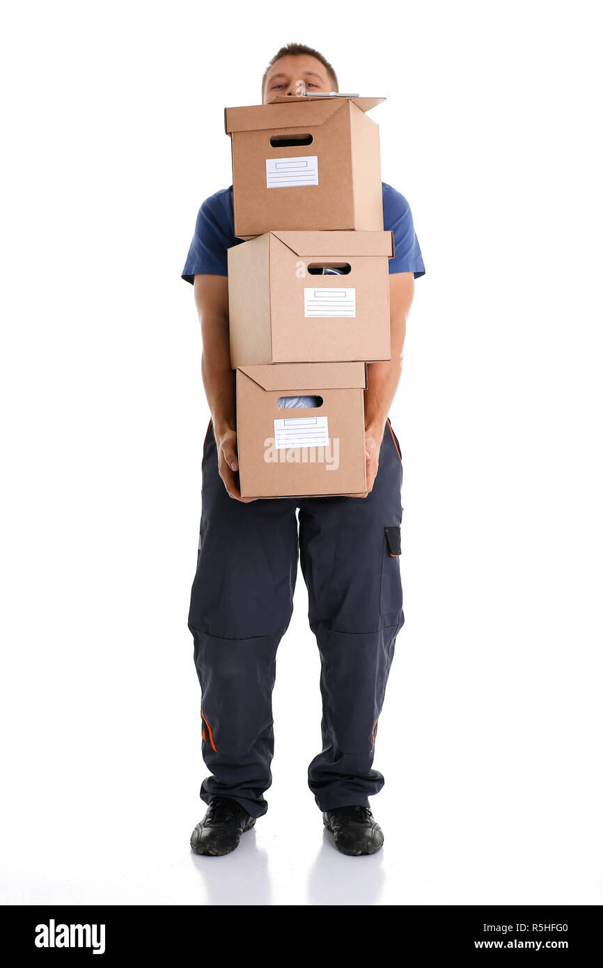 Specialist courier delivery service carries boxes Stock Photo - Alamy