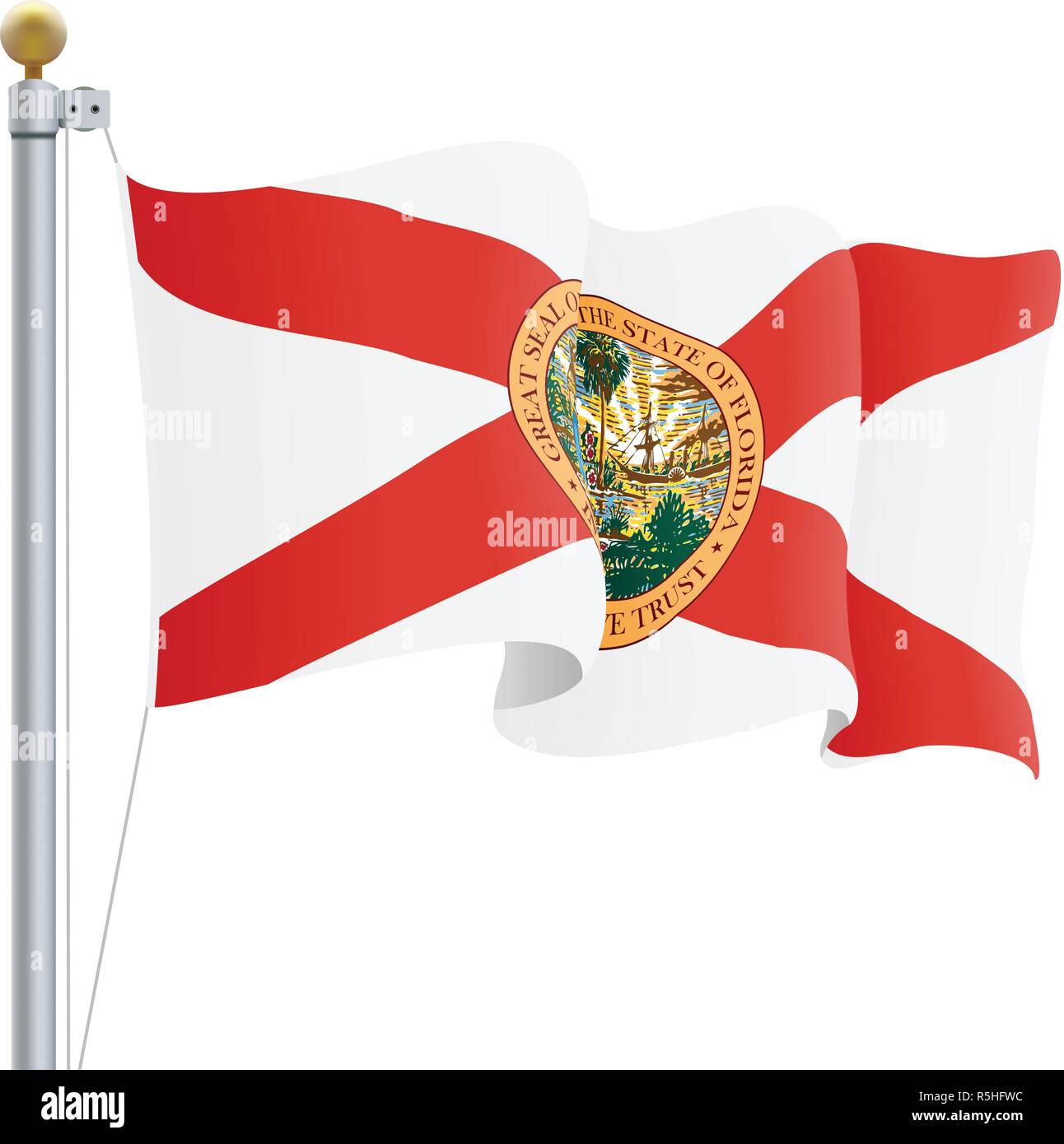 Waving Florida Flag Isolated On A White Background. Vector Illustration ...