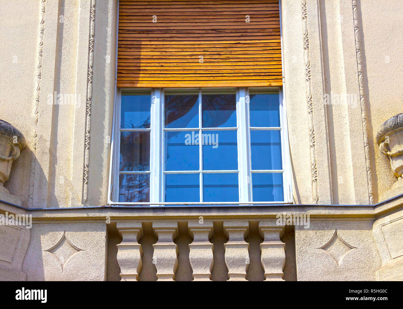 The typical view of a window with open shuttersin Stock Photo - Alamy