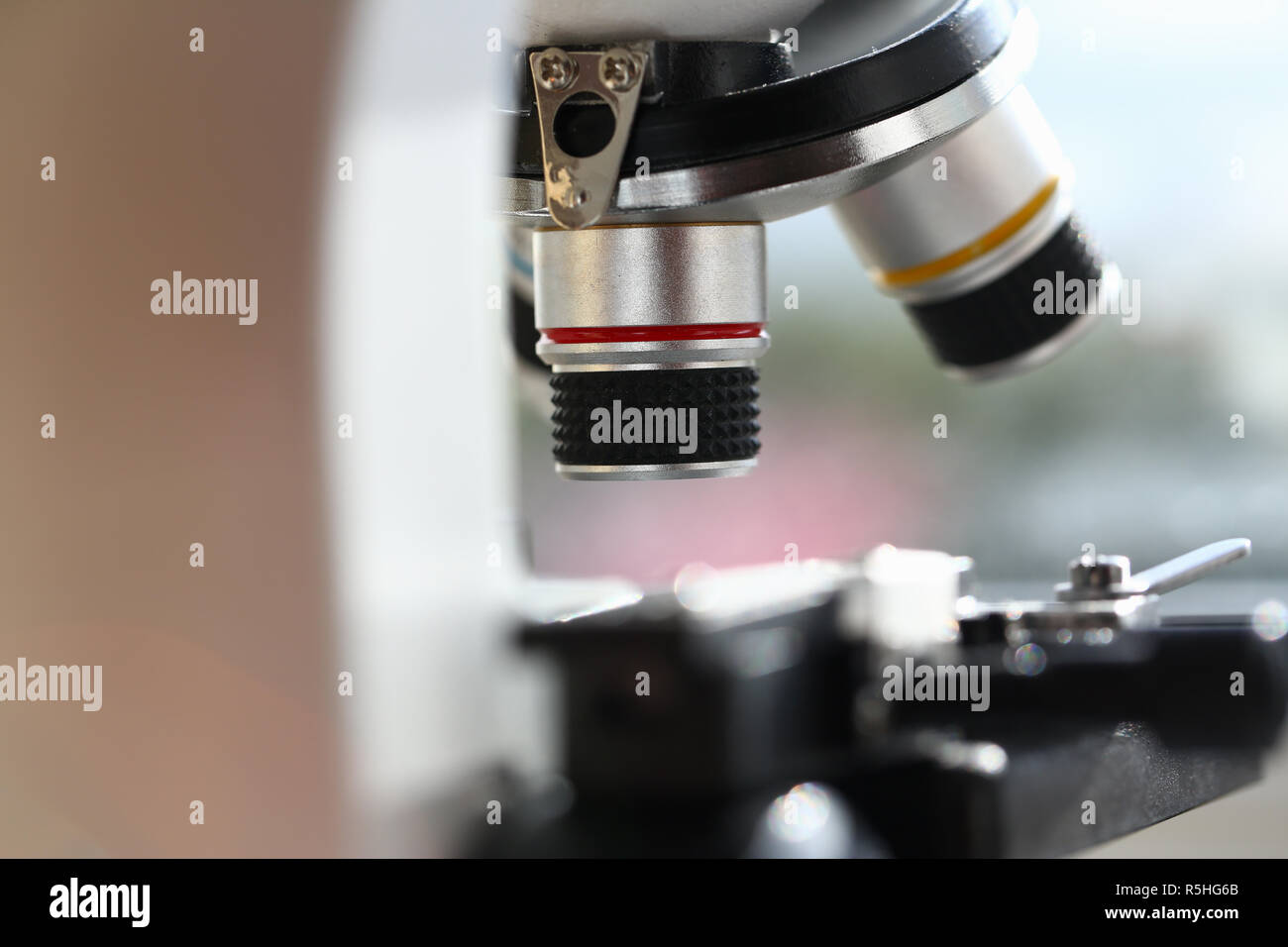 The head microscope on the background of Stock Photo - Alamy