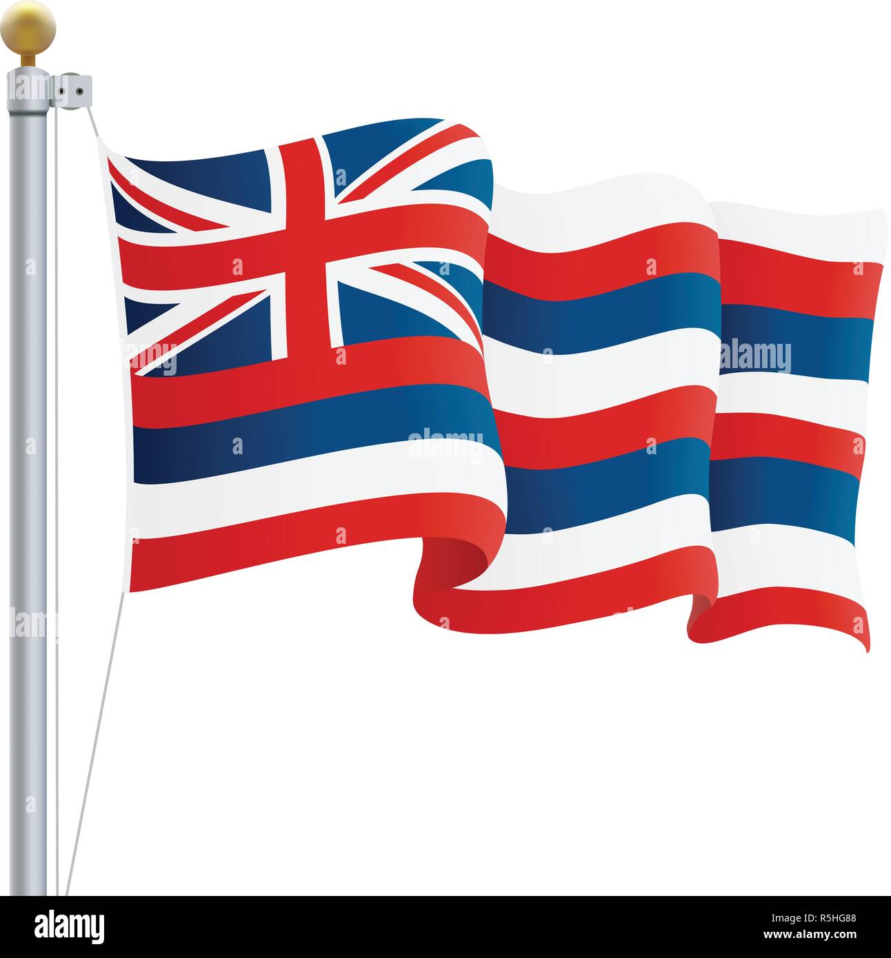 Waving Hawaii Flag Isolated On A White Background. Vector Illustration ...