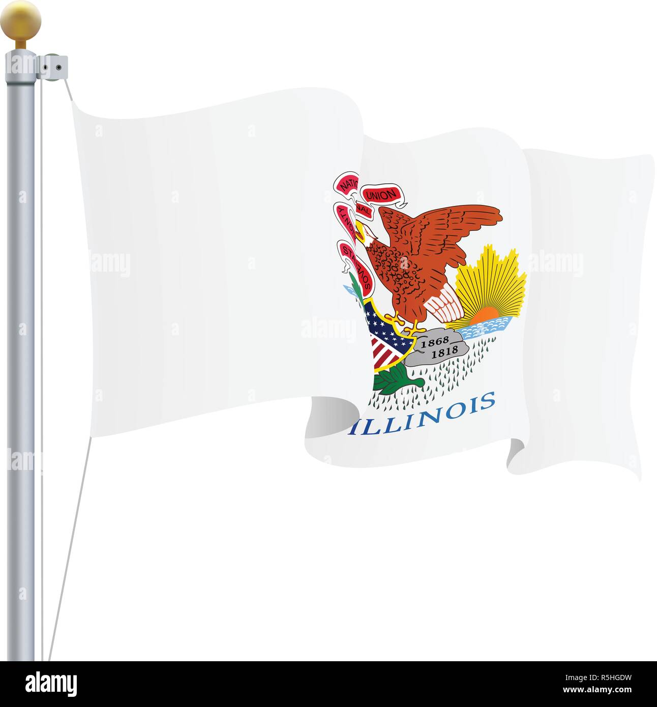 Waving Illinois Flag Isolated On A White Background. Vector ...
