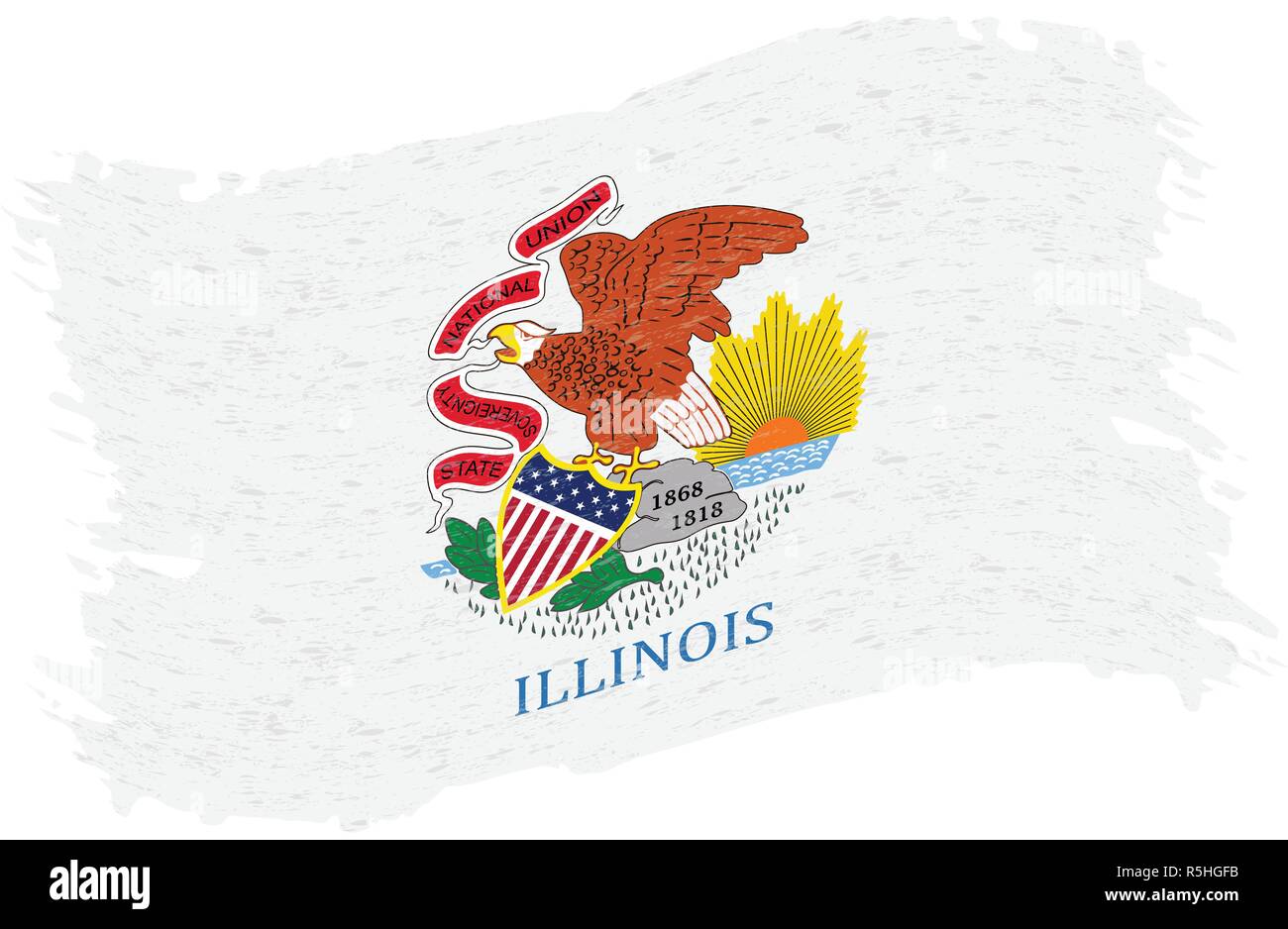Flag of Illinois. Grunge Abstract Brush Stroke Isolated On A White ...
