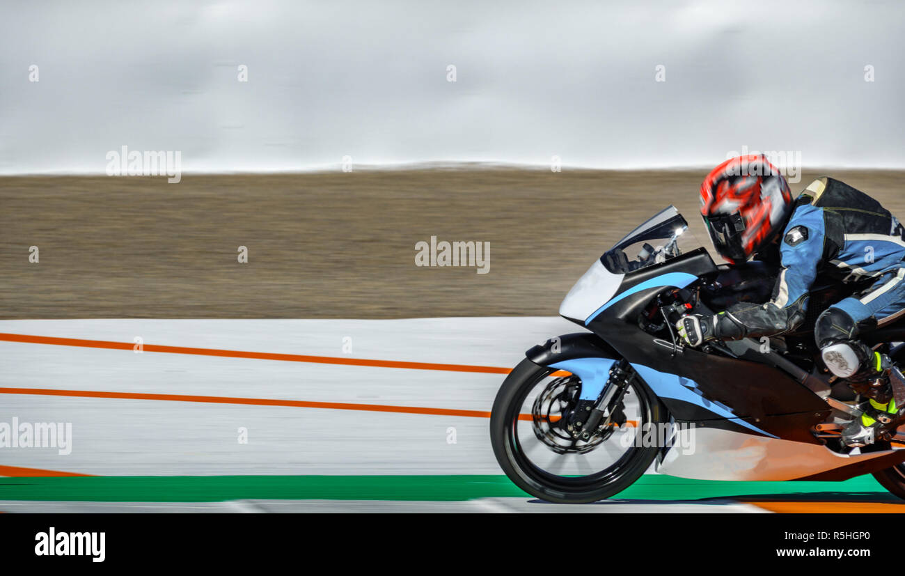 Motorbike pilot entering frame, profile view with text space Stock ...