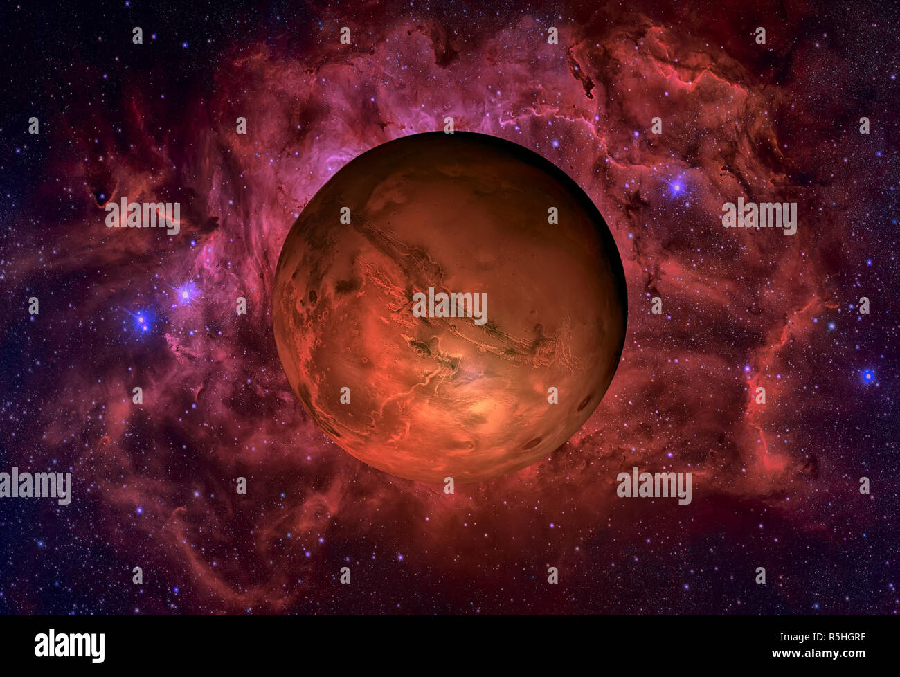 Solar System - Mars. It is the fourth planet from the Sun Stock Photo ...