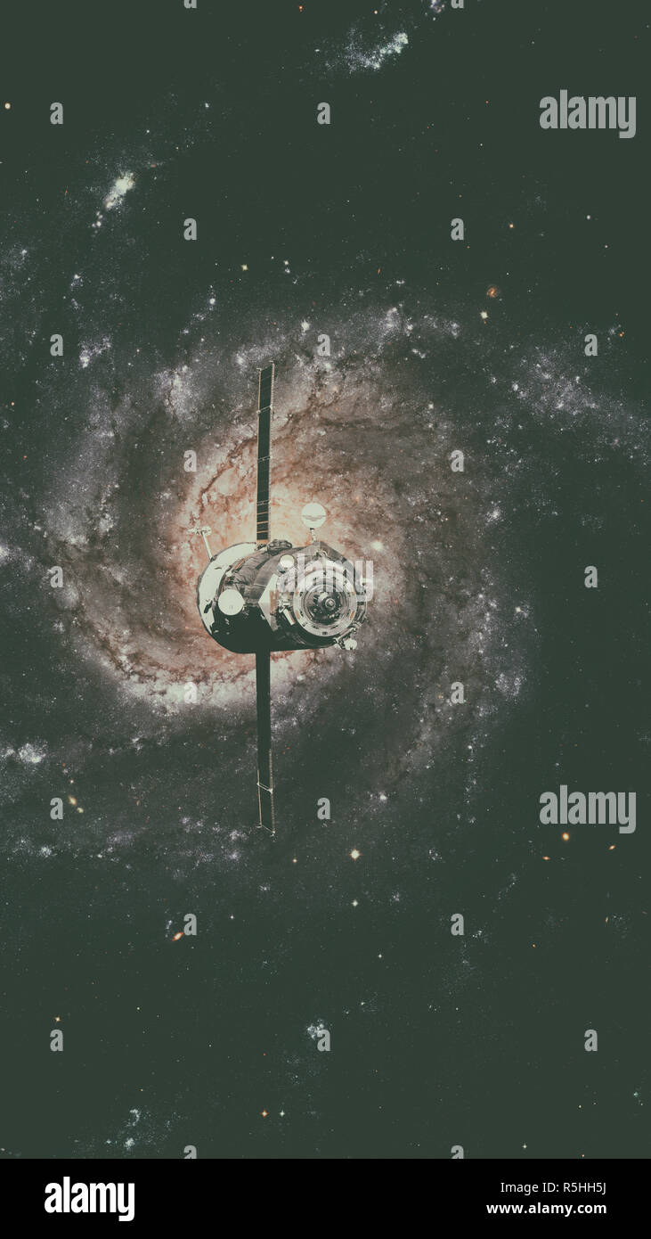 Spacecraft Progress orbiting the galaxy Stock Photo - Alamy