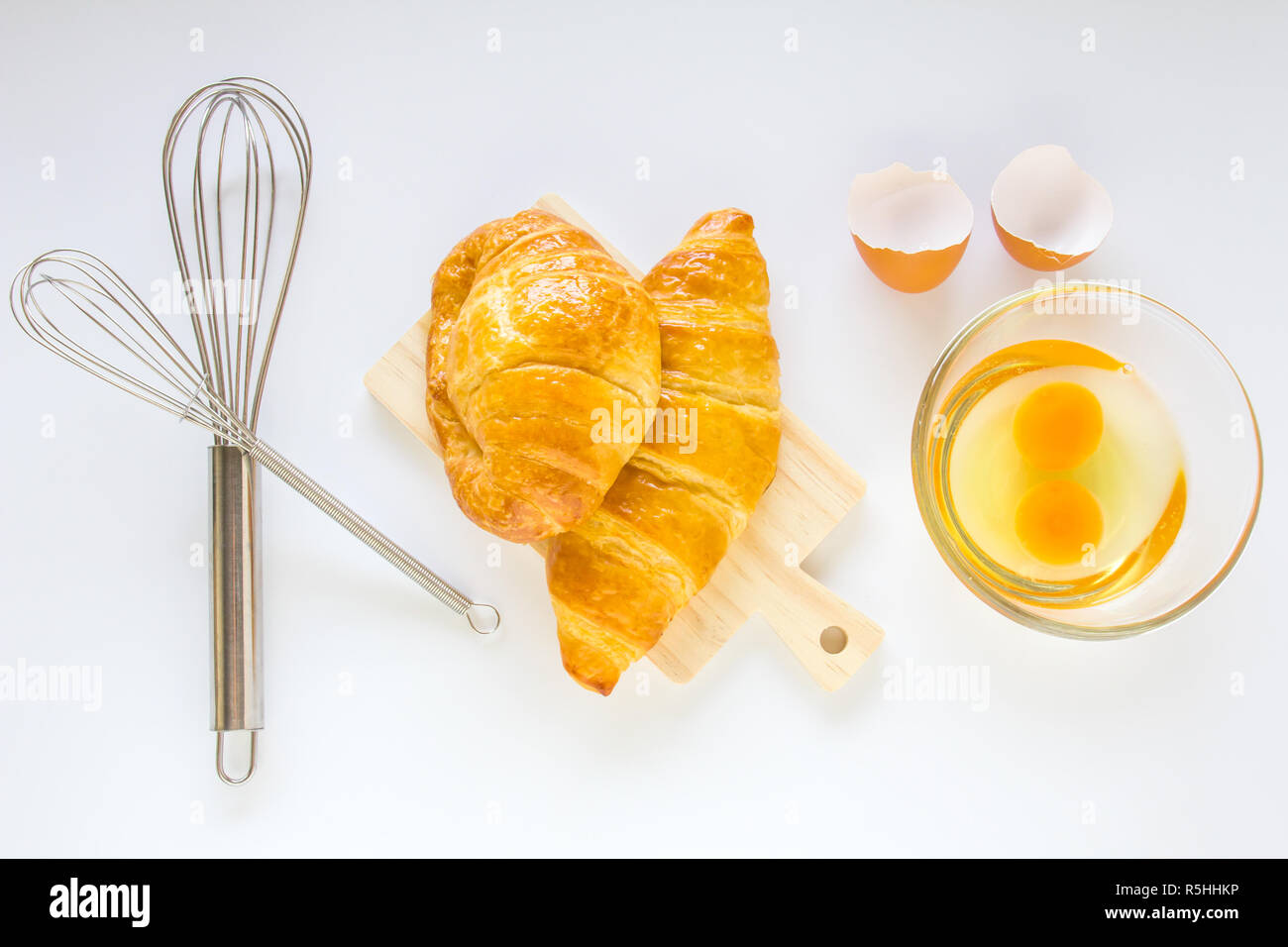 Homemade breads or bun on white background, croissant puff , breakfast ...