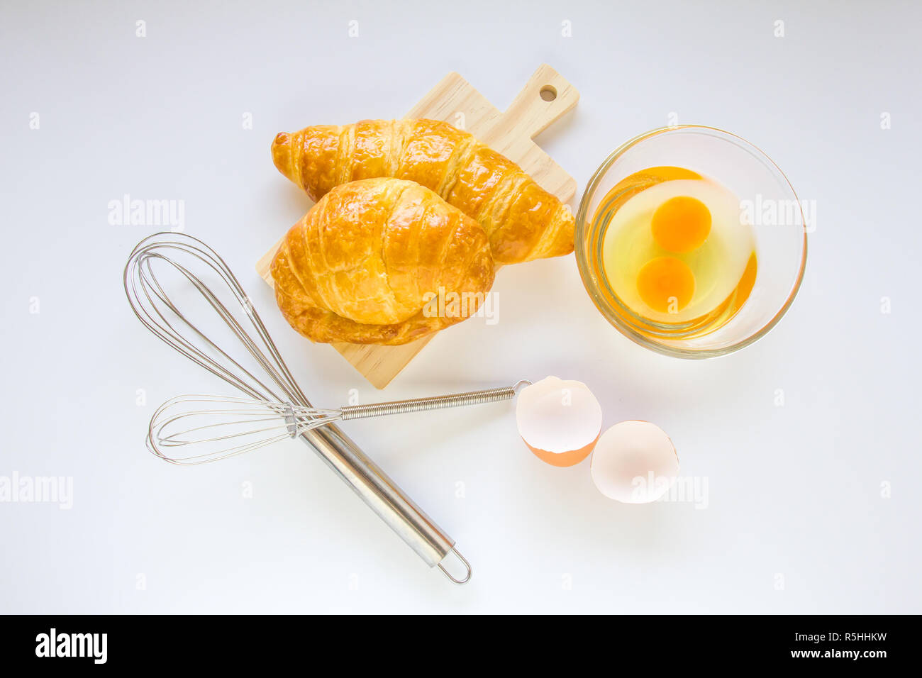 Homemade breads or bun on white background, croissant puff , breakfast ...