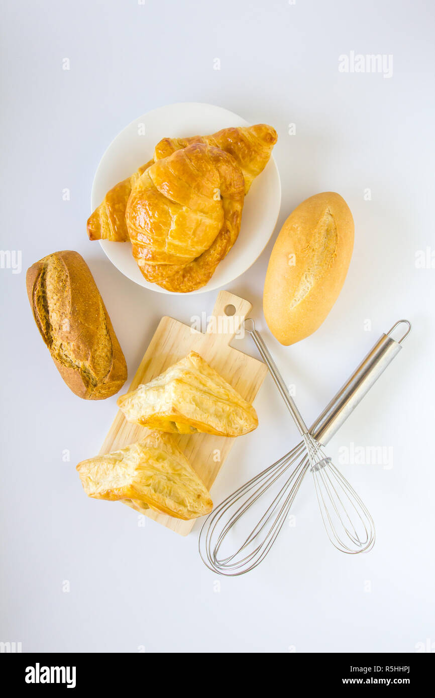 Homemade breads or bun on white background , breakfast food Stock Photo ...