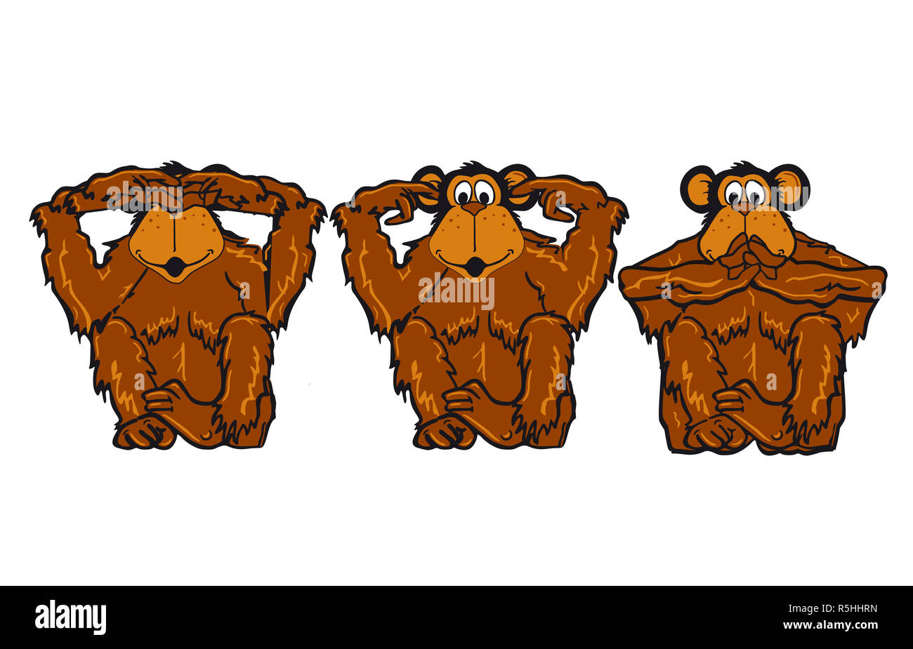 three monkeys see,hear,say nothing Stock Photo - Alamy
