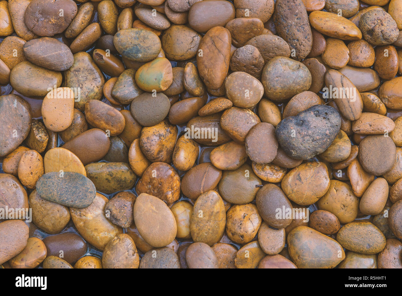 Wet stones dark pebbles with water drops in garden for background Stock ...