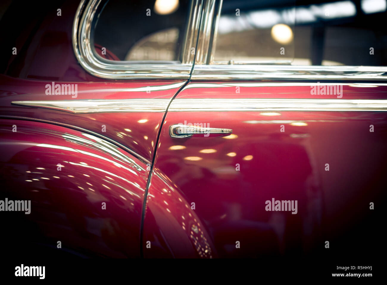 Red back door of a retro car Stock Photo - Alamy