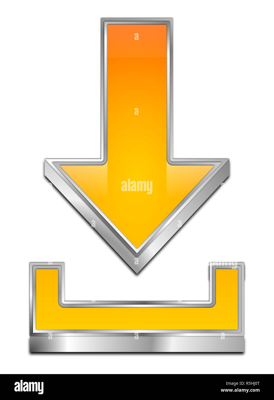 orange Download Symbol - 3D illustration Stock Photo - Alamy