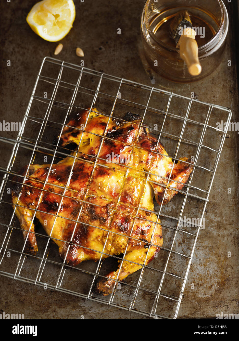 rustic barbecued whole chicken Stock Photo - Alamy