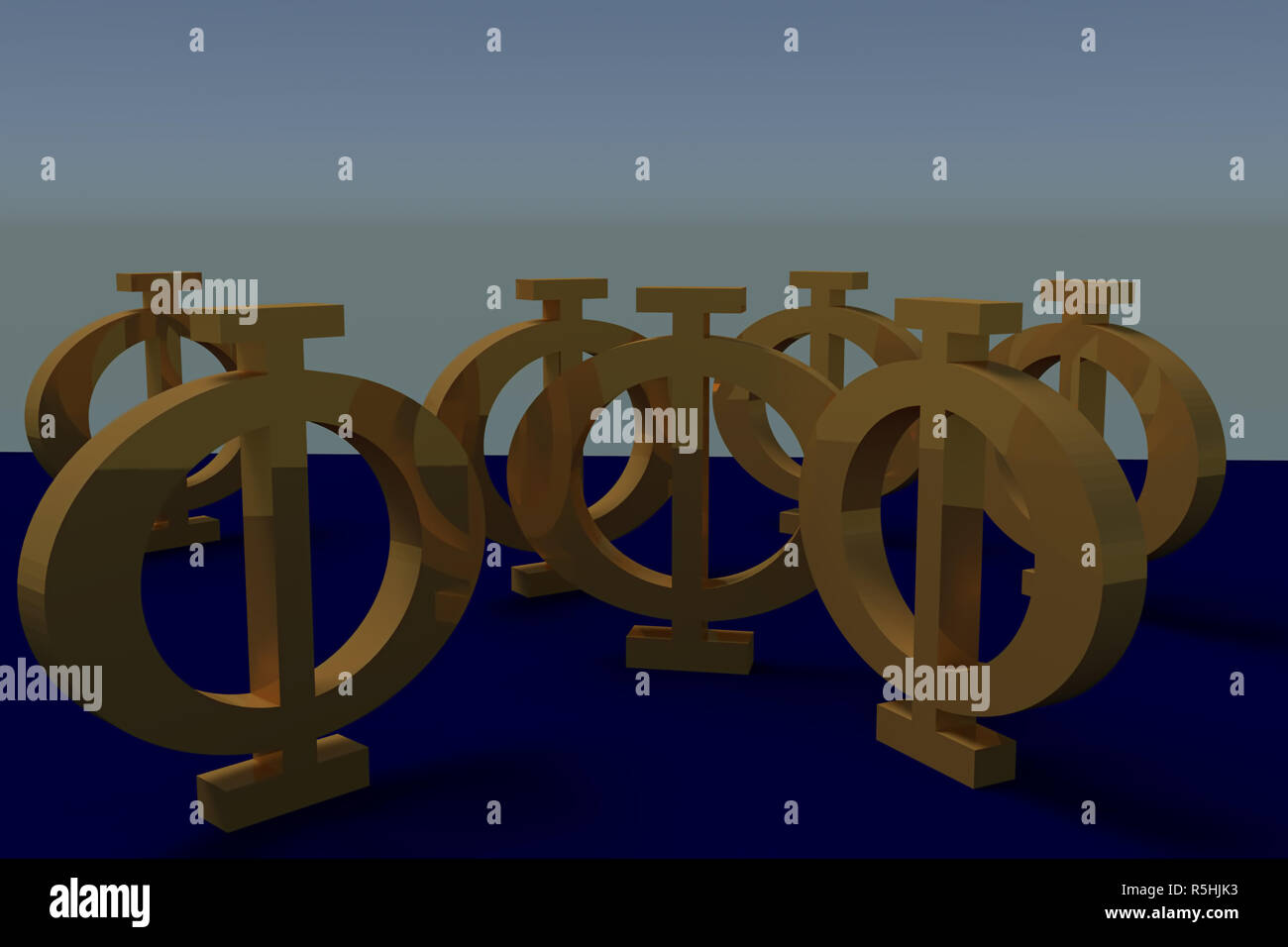greek phi uppercase letters on blue shining,slightly reflecting surface ...