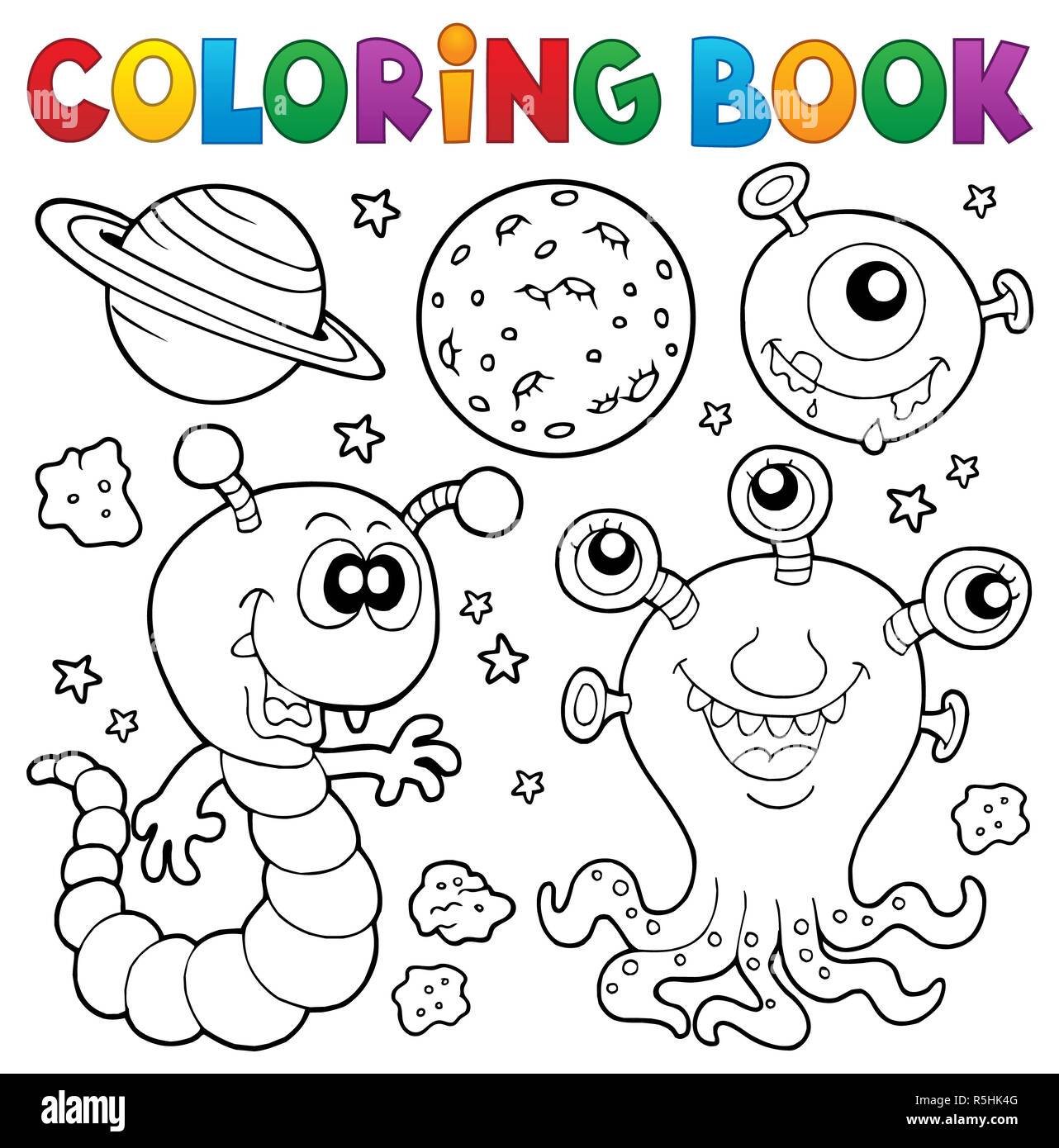 Coloring book monster theme 2 Stock Photo - Alamy