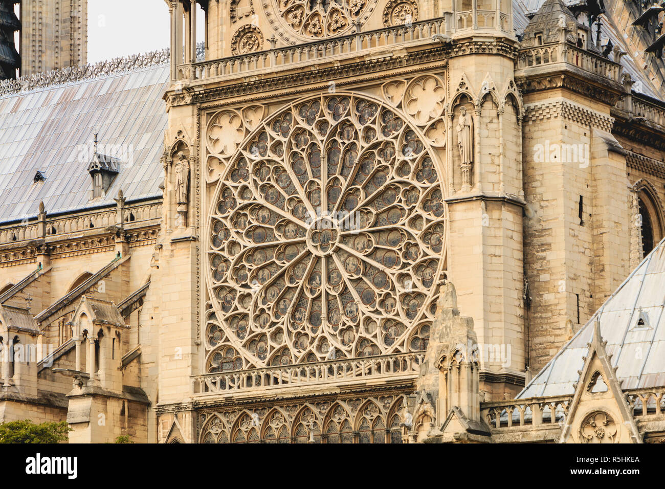 Detail of the architecture of Notre-Dame Cathedral Stock Photo - Alamy