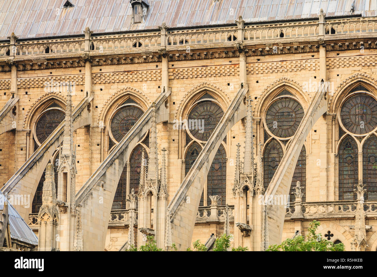 Detail of the architecture of Notre-Dame Cathedral Stock Photo - Alamy