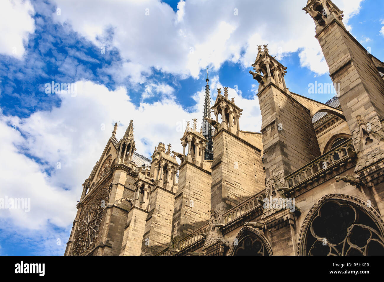 Detail of the architecture of Notre-Dame Cathedral Stock Photo - Alamy