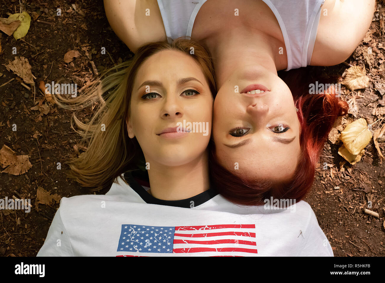 Duo headshot of two women outdoors Stock Photo - Alamy