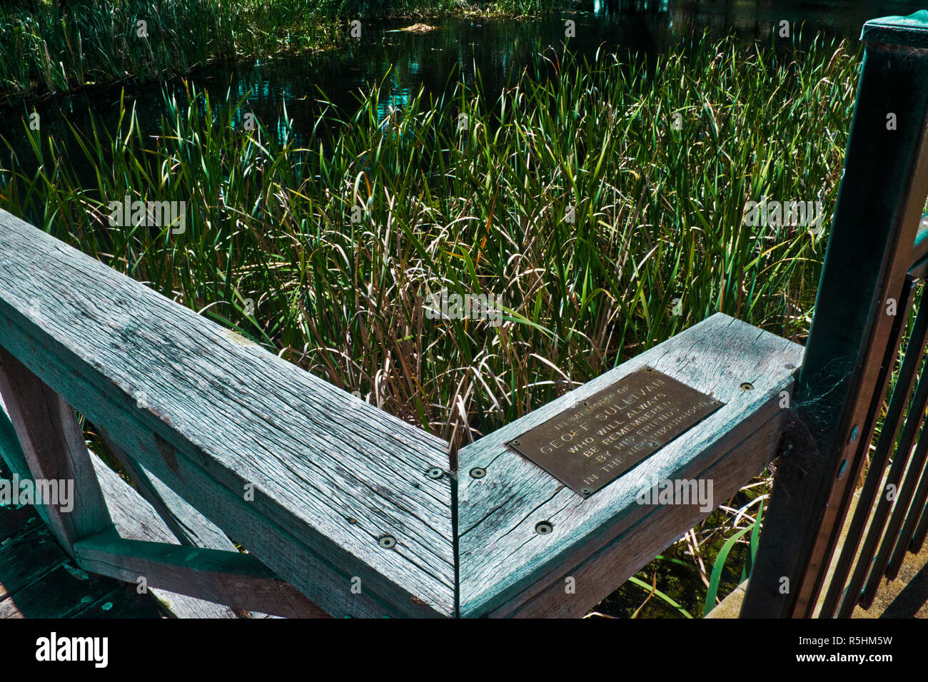 Memorial to early resident at entry to studmaster park Stock Photo - Alamy