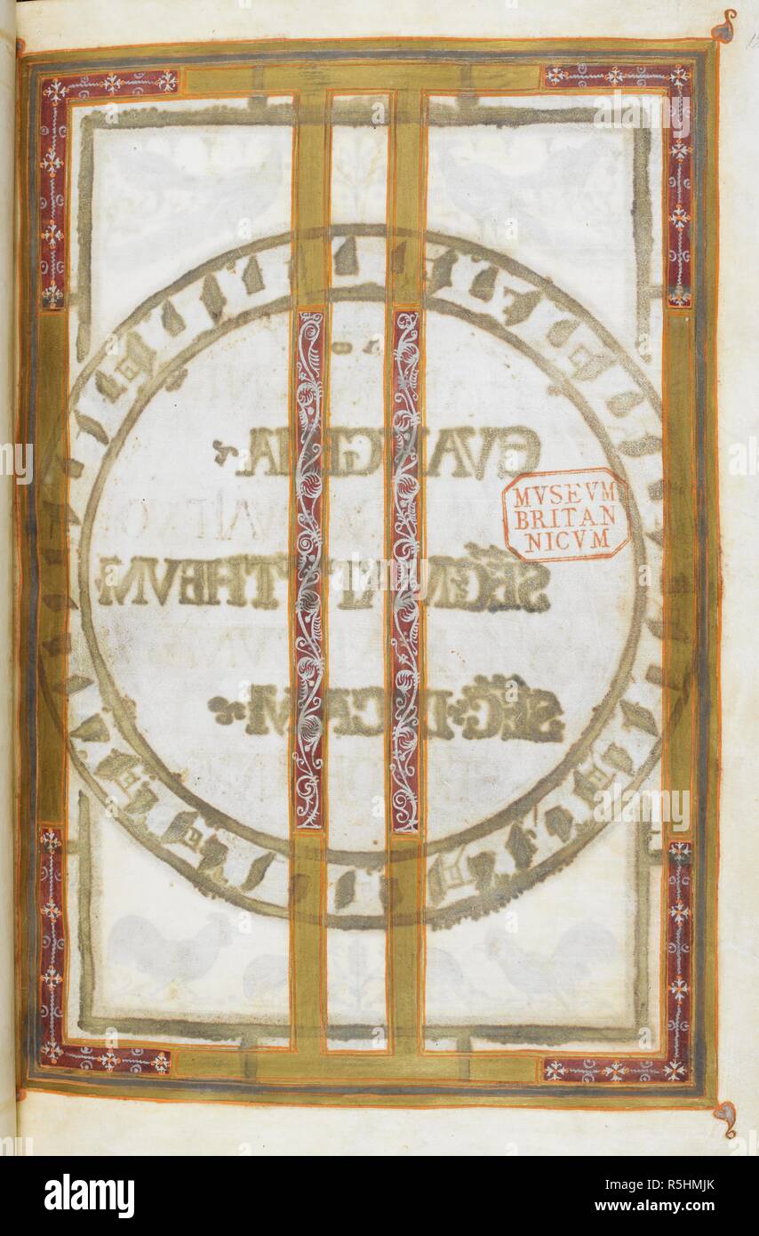 Page with circular DELETE. Harley Golden Gospels. Four Gospels (the ...