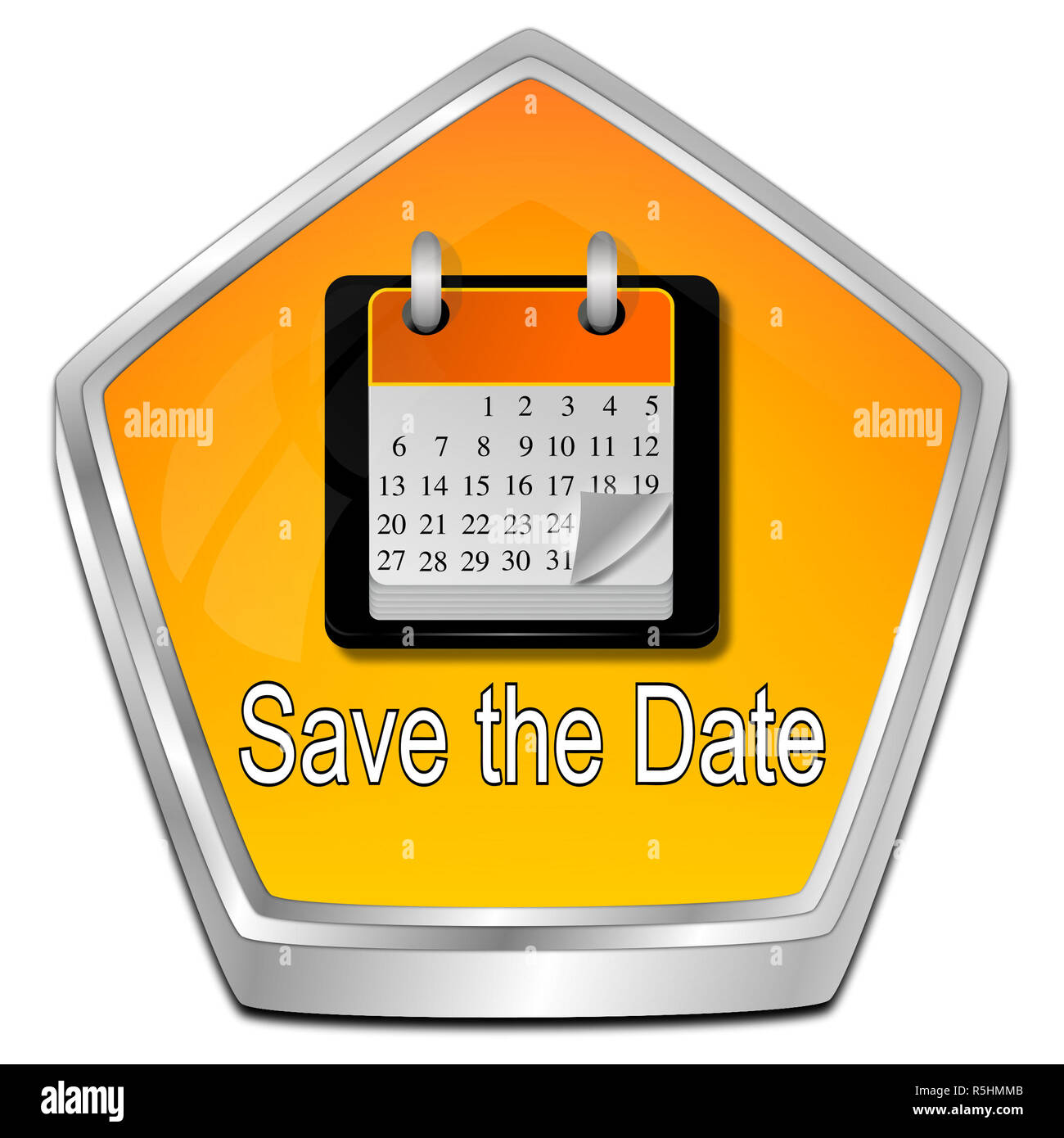 orange Save the Date Button - 3D illustration Stock Photo - Alamy