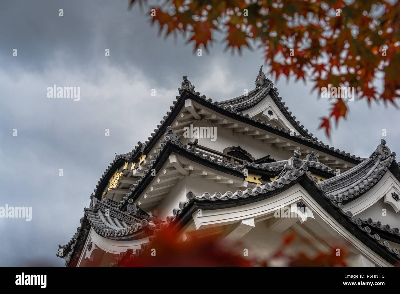 Autumn at Hikone Castle. Hikone castle is 1 of 12 original castles in ...
