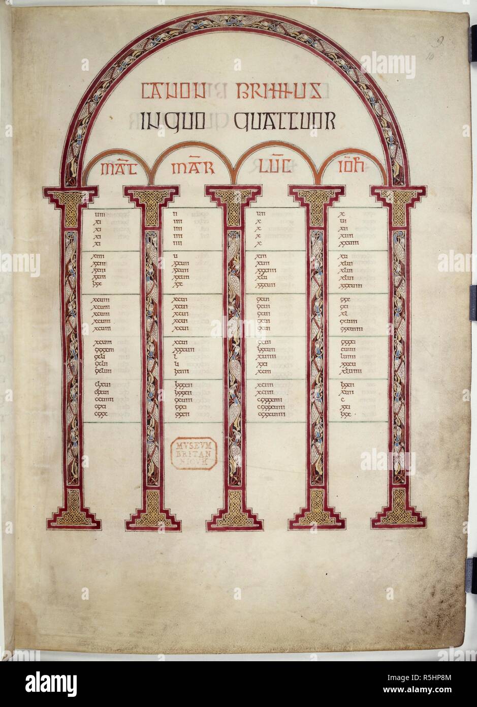 Canon Tables. Lindisfarne Gospels. N.E England [Lindisfarne]; 710-721 ...