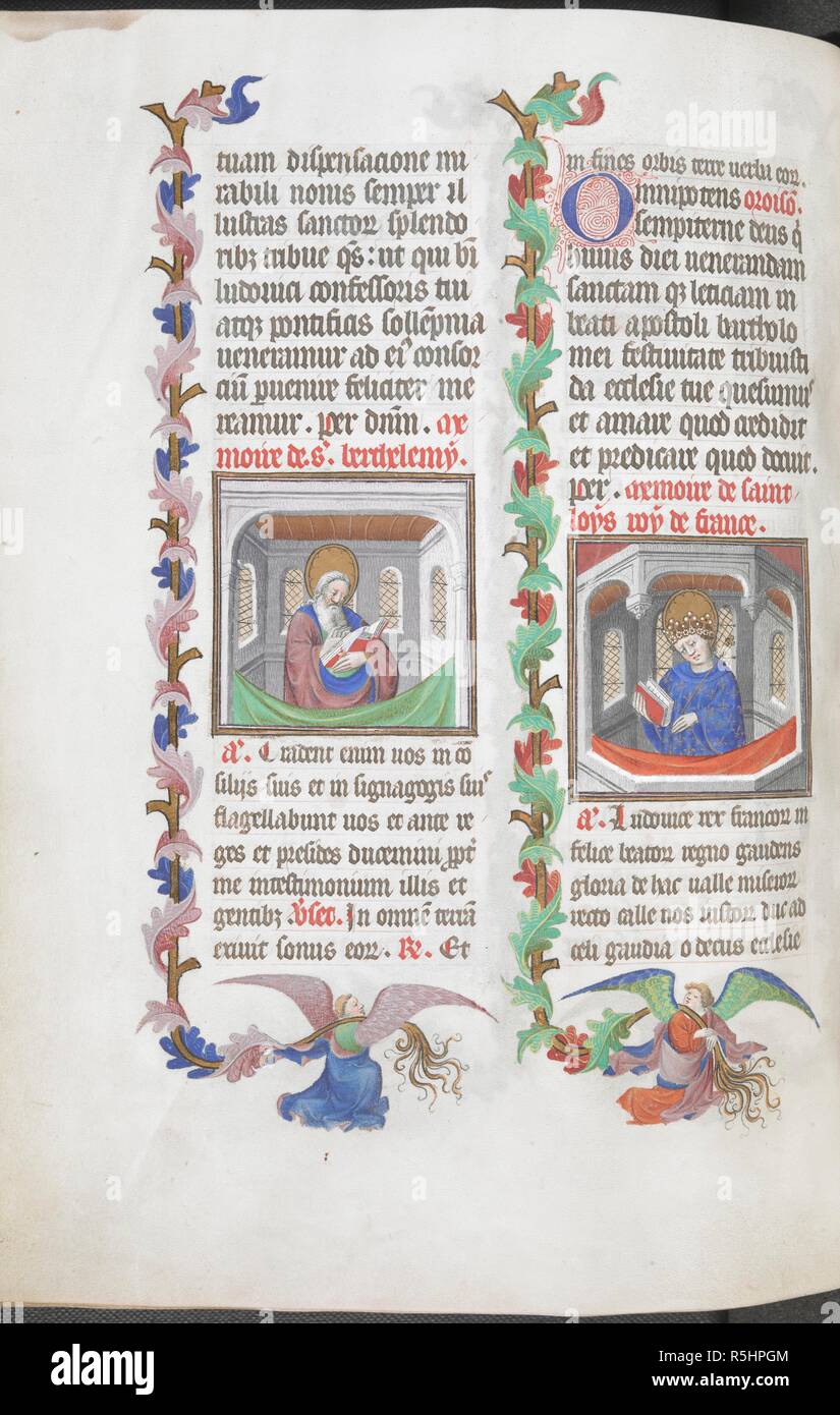 Bartholomew (left) and Louis (right), with partial foliate borders ...