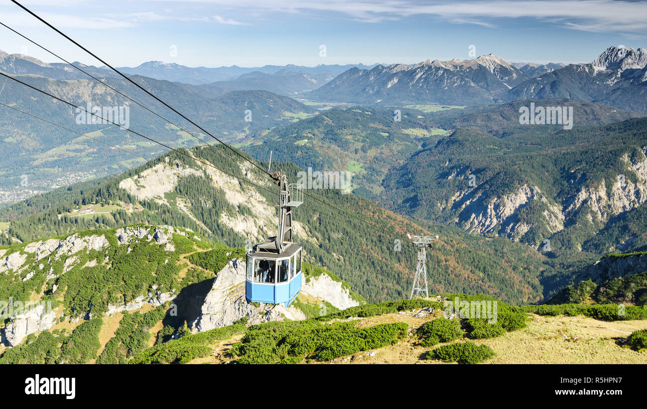 Aerial cableway gondola in Bavarian Alps mountains Stock Photo - Alamy