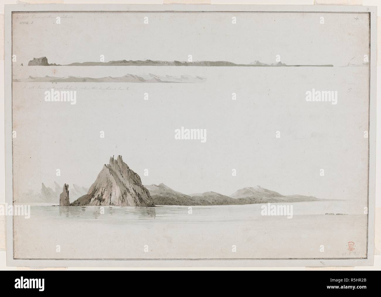 Landscape drawing by J.Webber, during the third voyage of Captain Cook ...