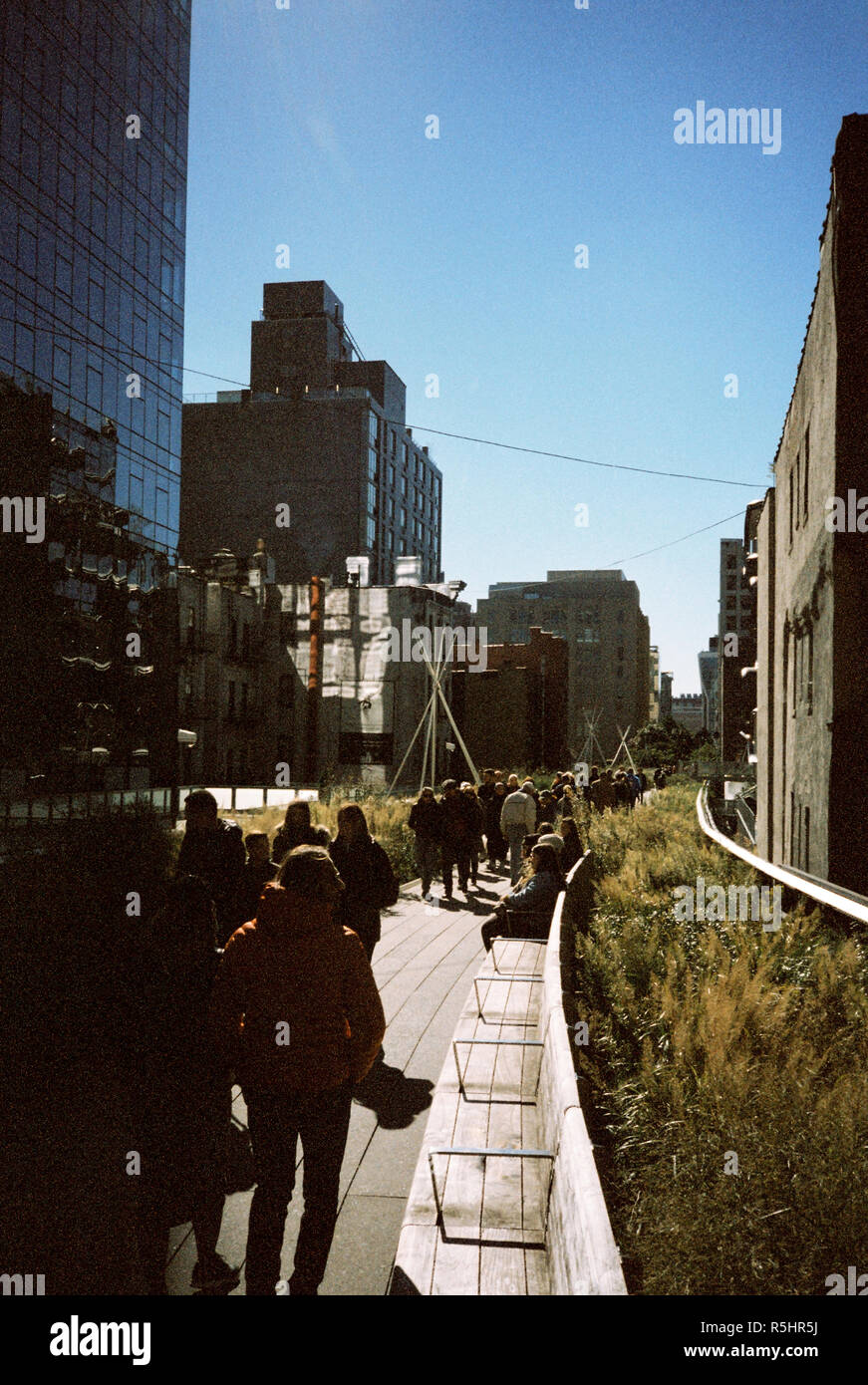 The High Line Park a walkway built on an old elevated railway, Chelsea ...