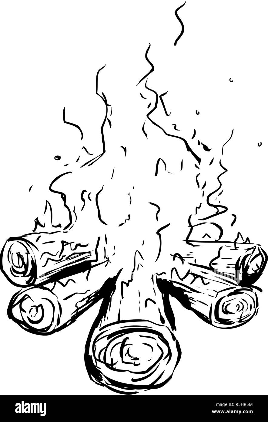 Burning fire flame doodle Black and White Stock Photos & Images - Alamy