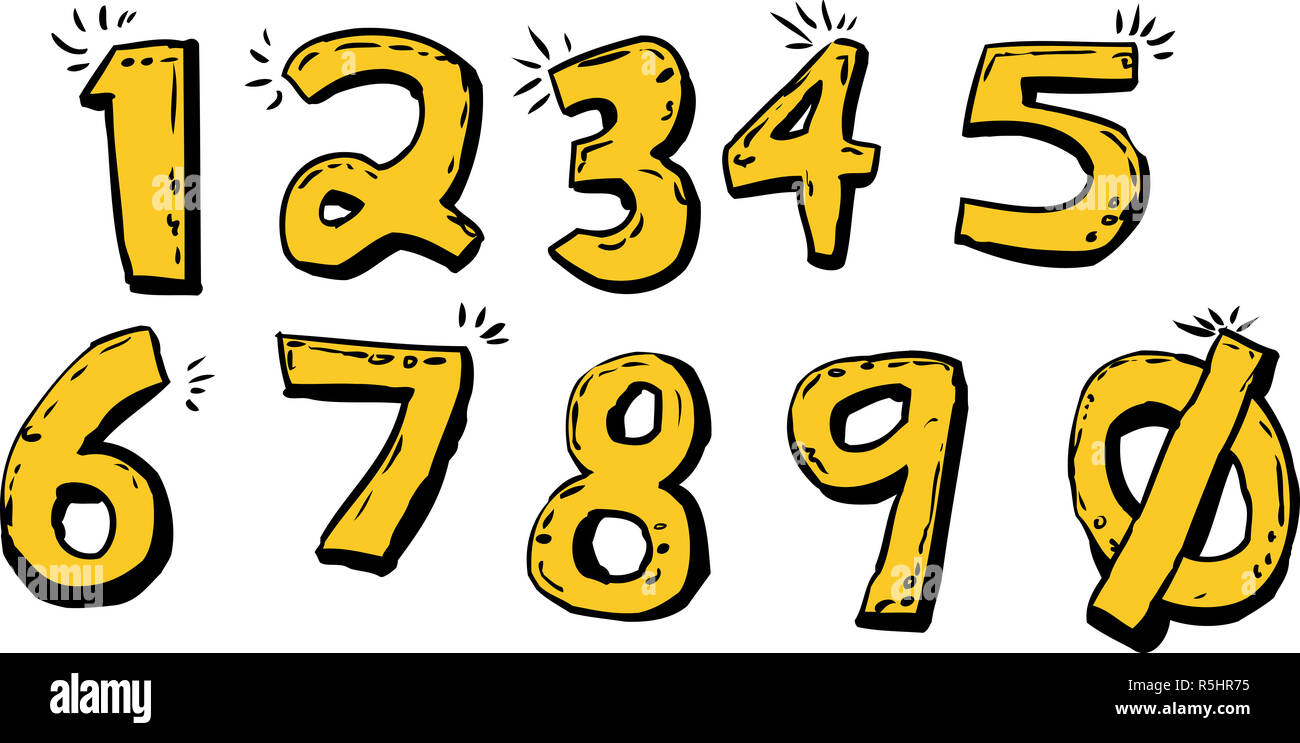 Hand drawn numbers 0 Cut Out Stock Images & Pictures - Alamy