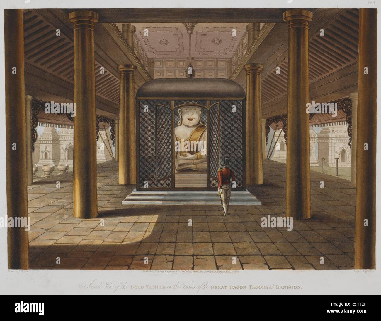 Inside view of the Gold Temple on the Terrace of the Great Dagon Pagoda ...