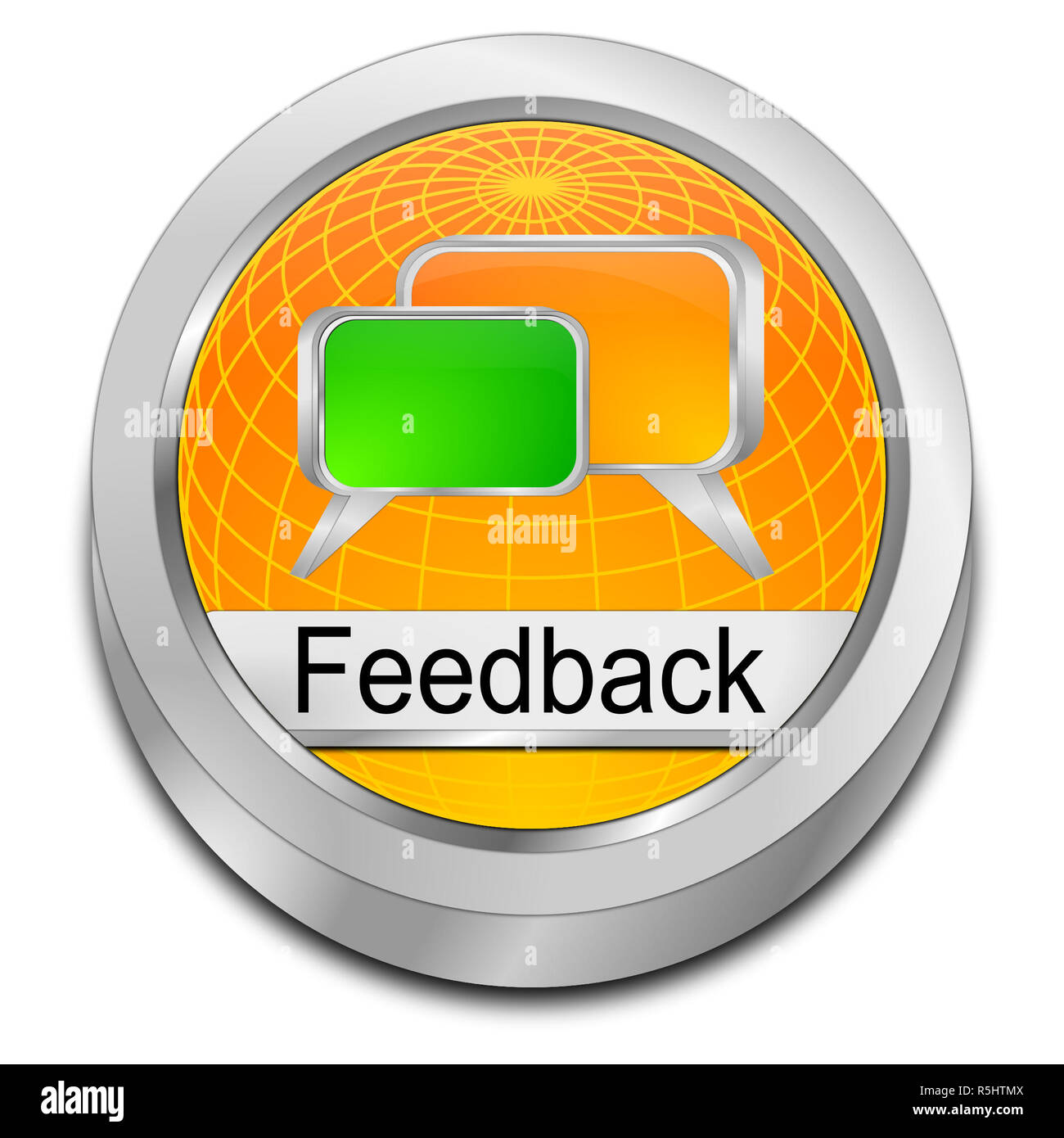glossy orange Feedback button - 3D illustration Stock Photo - Alamy