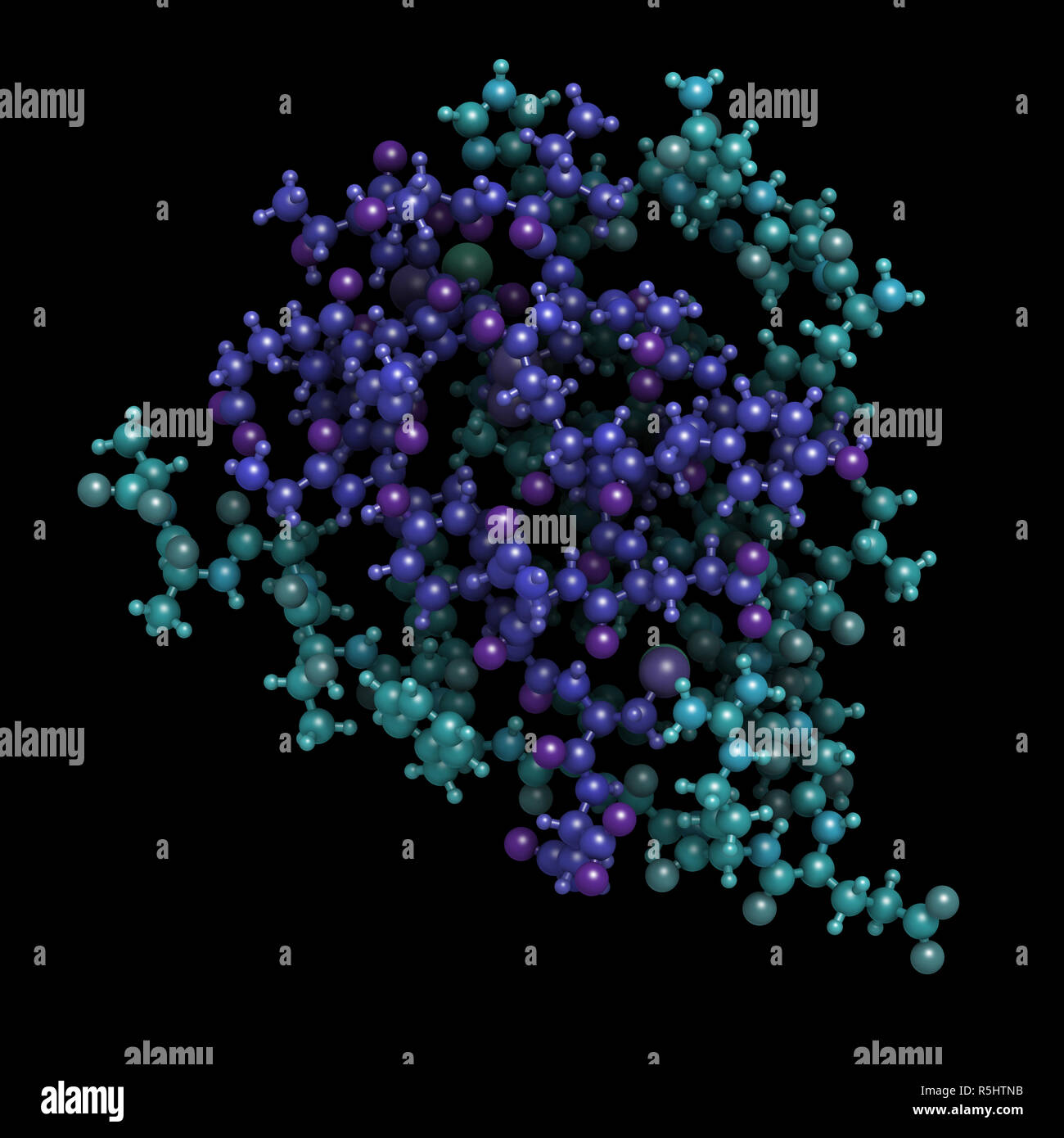 Insulin peptide hormone. Important drug in treatment of diabetes. 3D ...