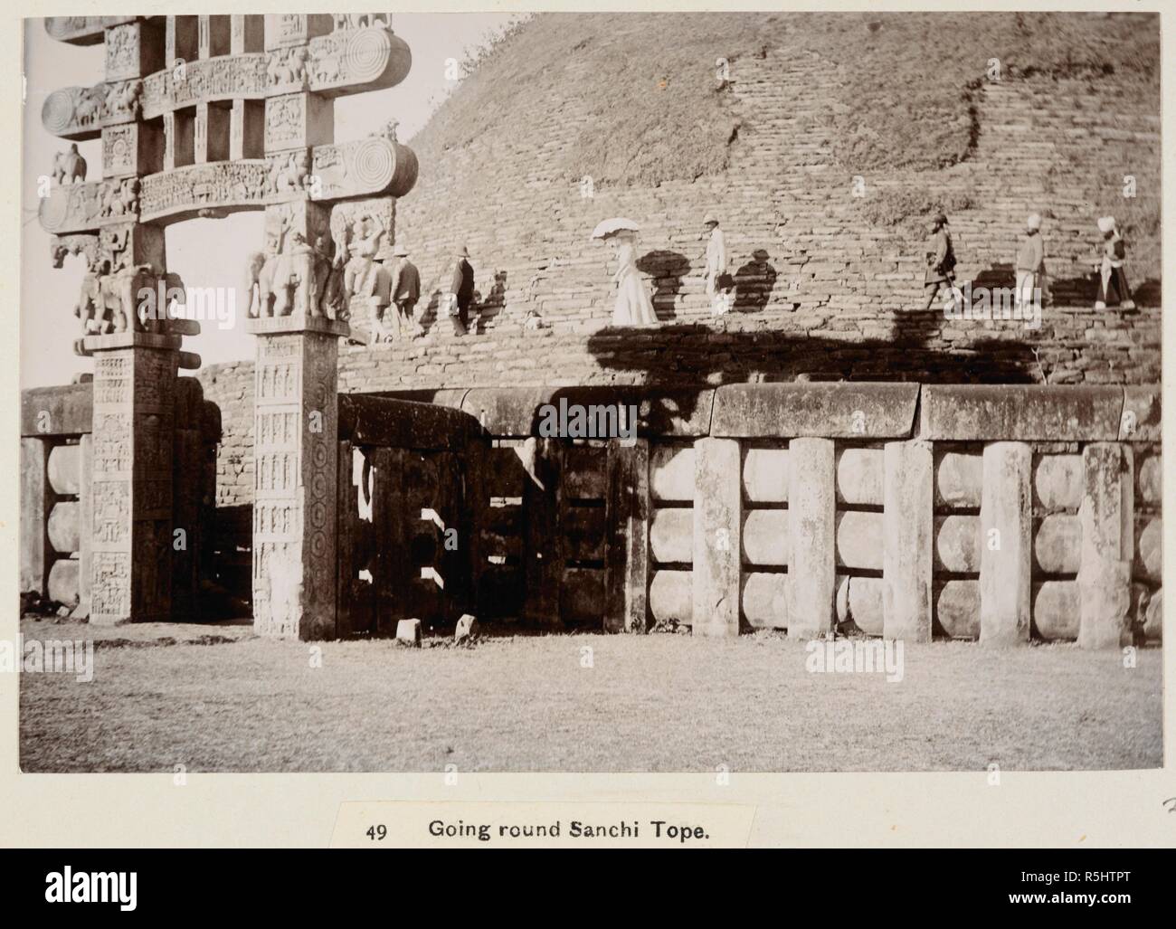 Going round Sanchi Tope. Lord Curzon and his entourage inspecting the ...