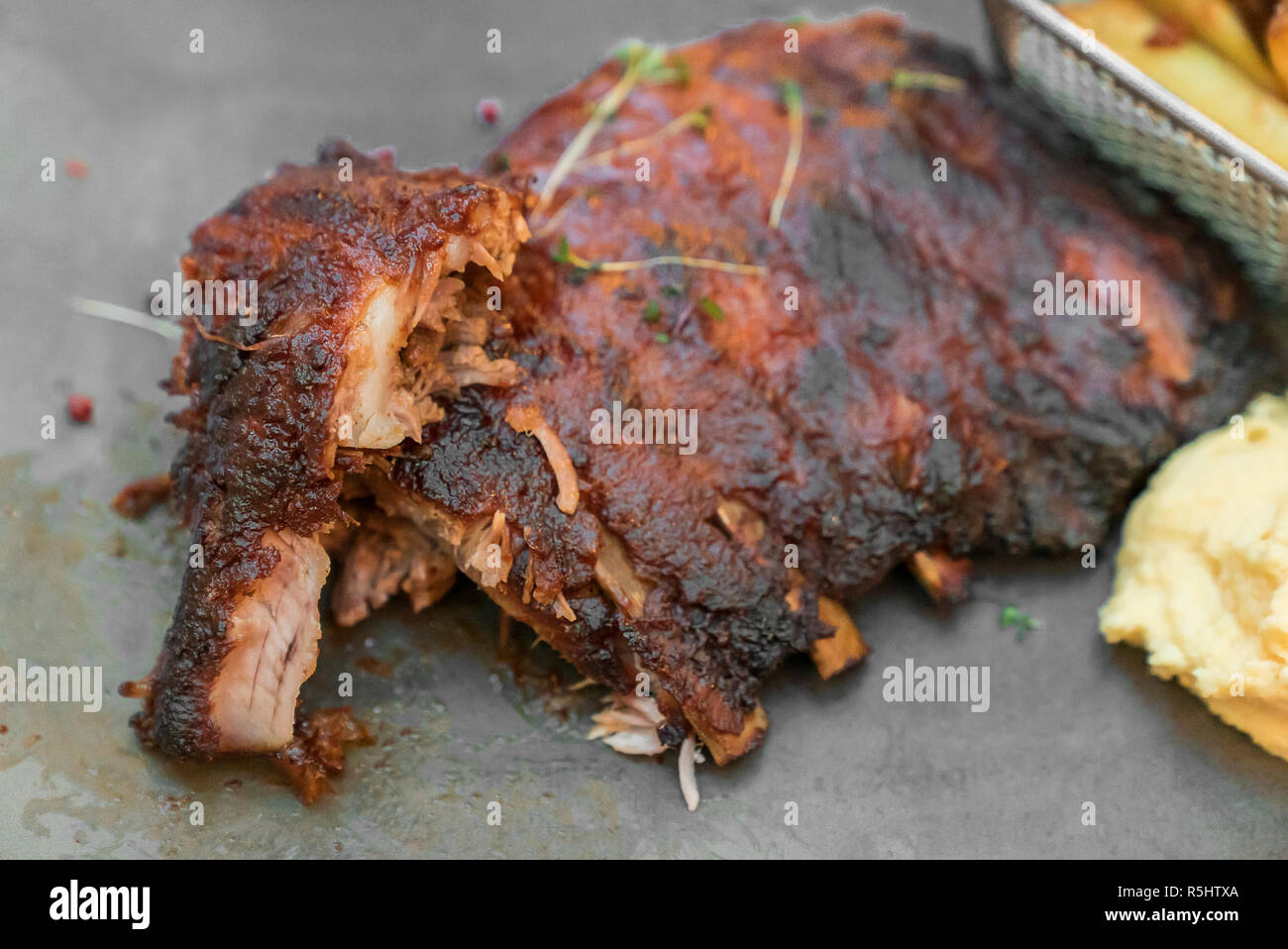 Smoke grilled pork ribs BBQ Stock Photo - Alamy