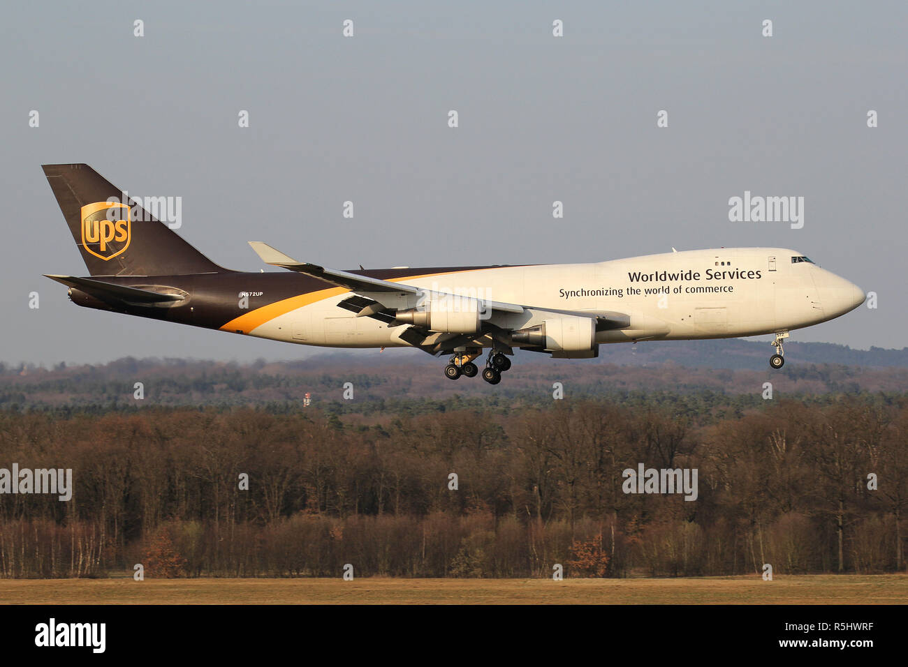 UPS Boeing 747-400F with registration N572UP on short final for runway ...