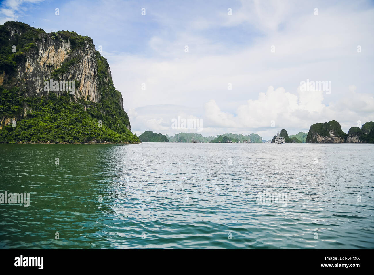 Azure water of the Ha Long Bay at the Gulf of Tonkin of the South China ...