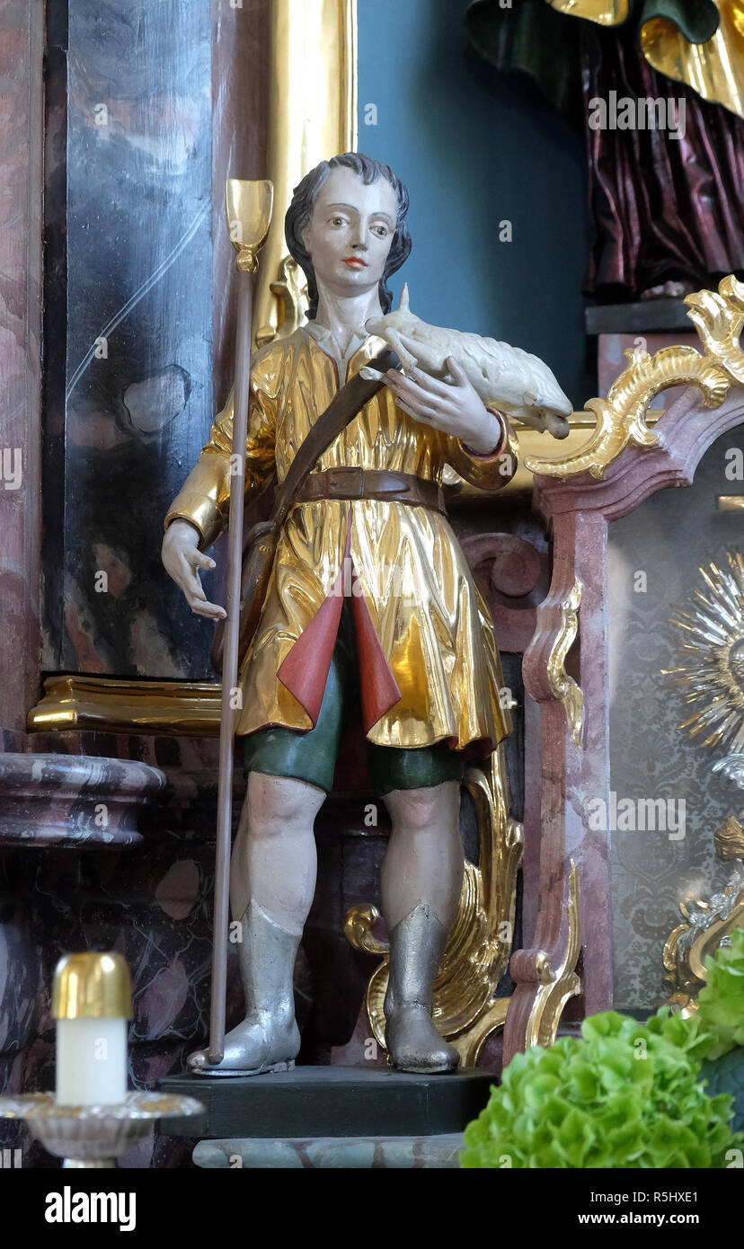 Statue of Saint on the Saint Joseph altar in the Saint Lawrence church ...