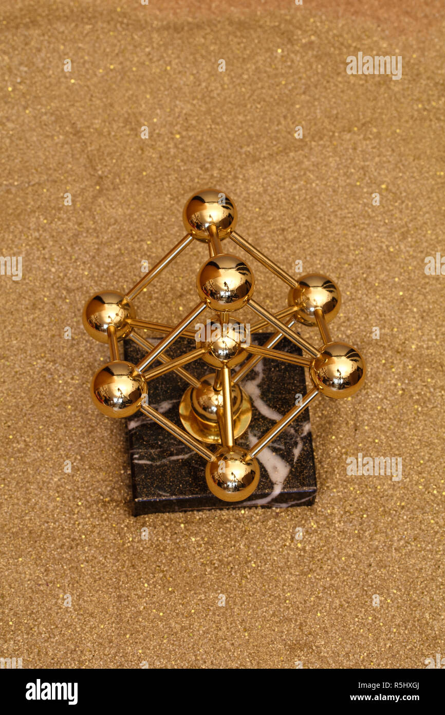 Aerial view of the Atomium (souvenir - miniature sculpture Stock Photo ...