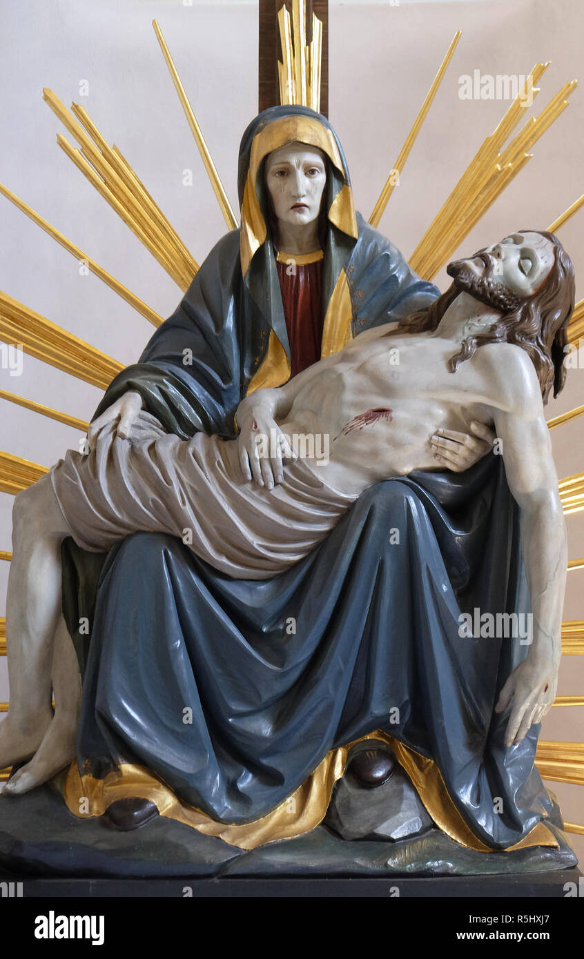 Our Lady of Sorrows, statue in the Saint Lawrence church in Denkendorf ...