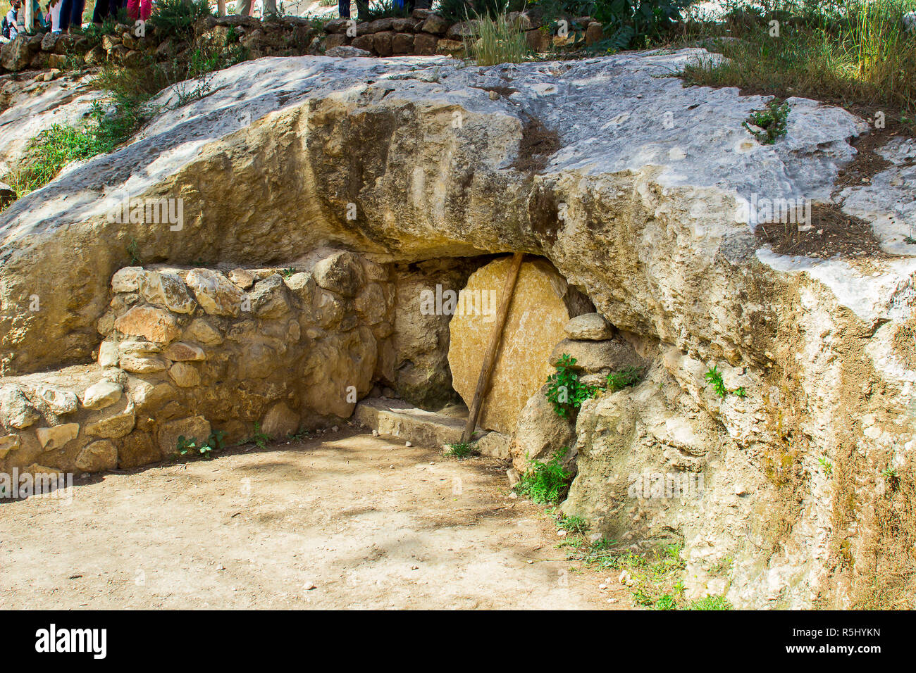 An authentic representation of a jewish Garden Tomb with stone door in ...