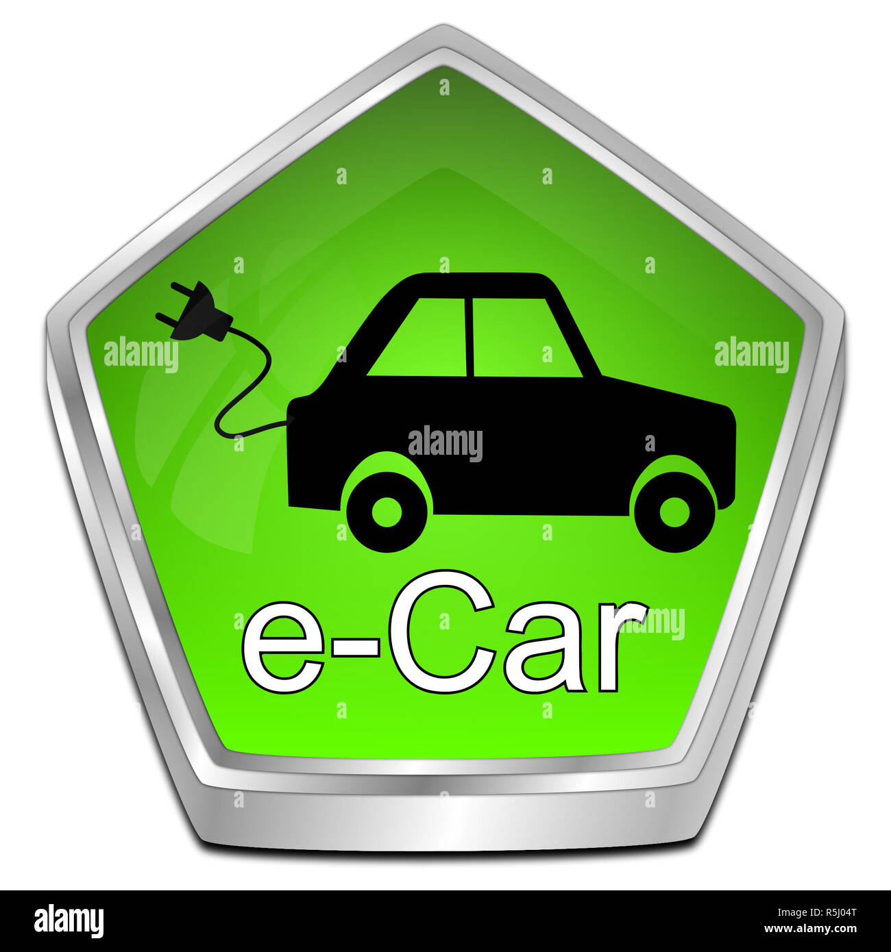 green e-Car Button - 3D illustration Stock Photo - Alamy